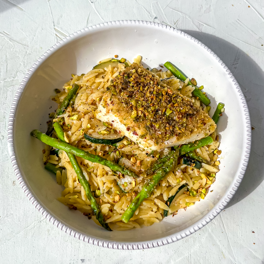Pistachio Cod Orzo - Eva Koper - Easy and healthy recipes